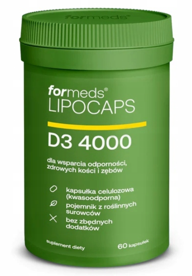 Lipocaps D3 4000 Witamina D3 WSPIERA KOŚCI ZĘBY 60 kapsułek ForMeds ...